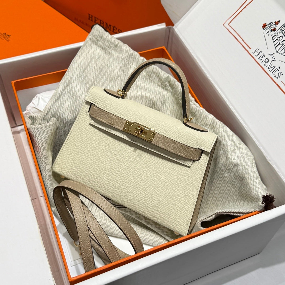 HM Mini Kelly 19 Beige Epsom 243130 – Vittoria Paris