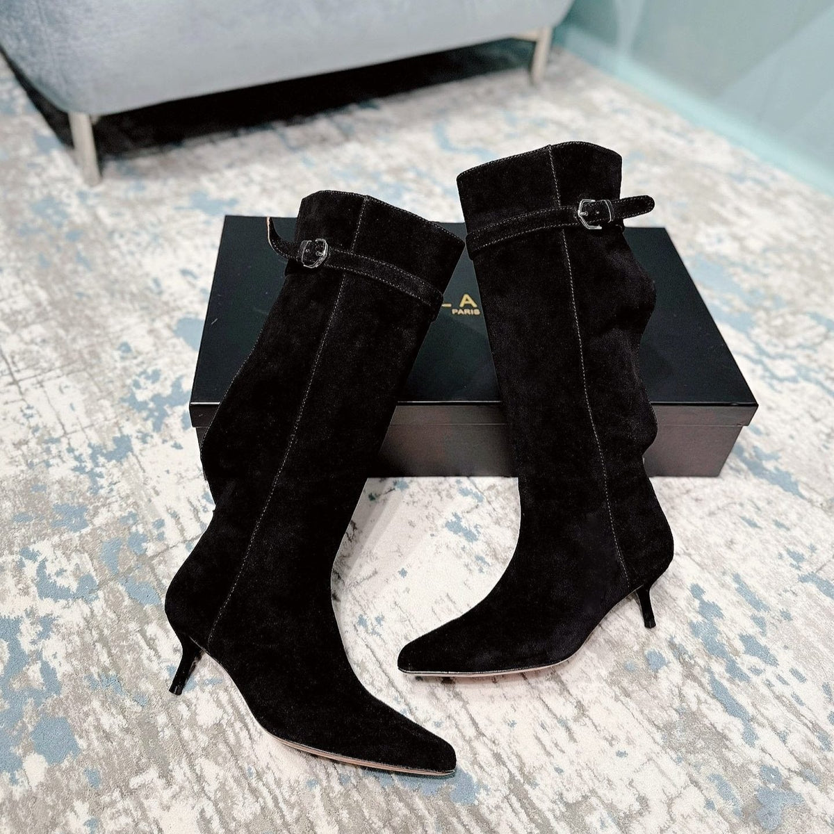 Alaila High Boots 45mm In Black Suede 887964 – Vittoria Paris